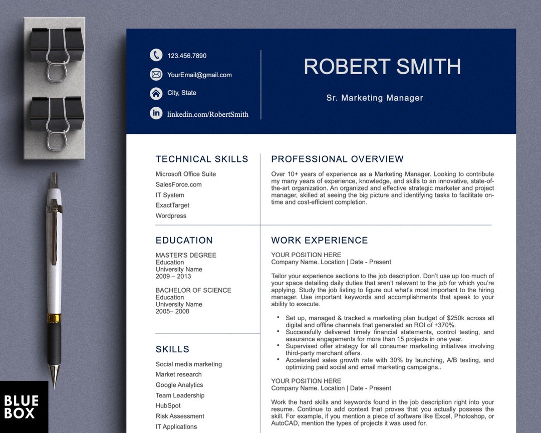 2022 Resume Template, Professional Modern Resume Template for Pages ...