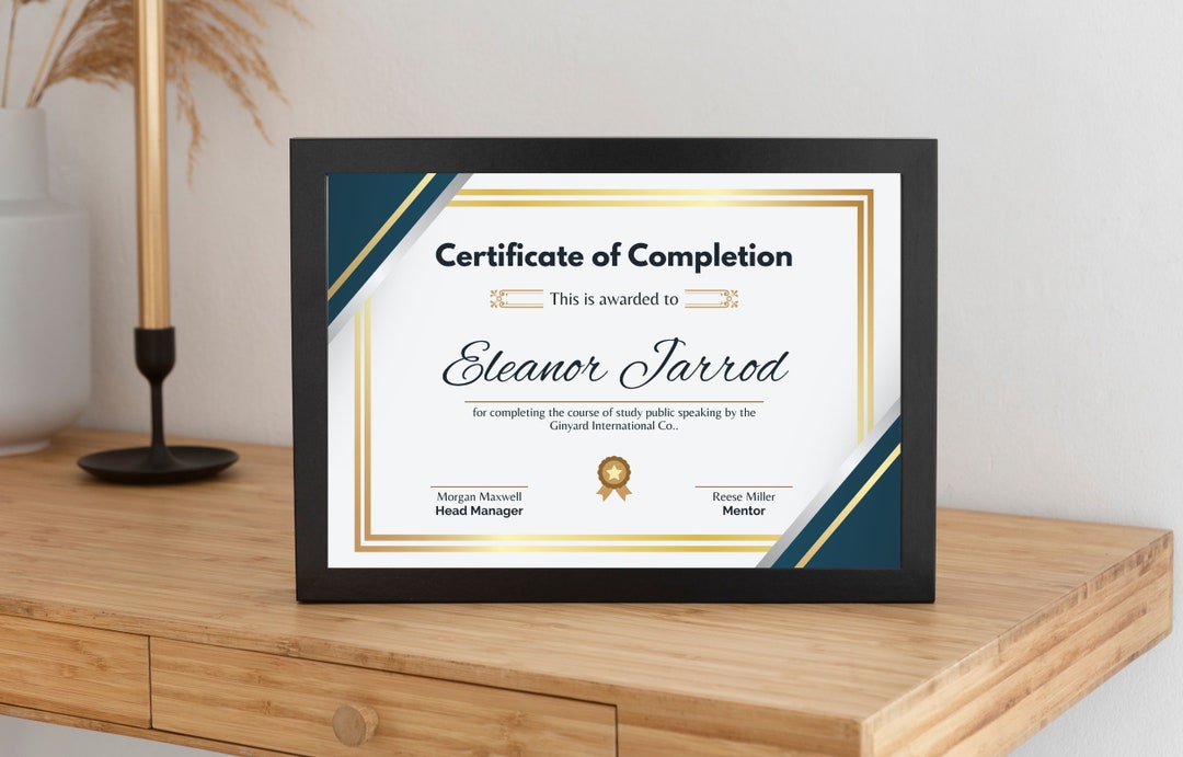 Elegant Blue & White Public Speaking Certificate Template, Professional ...