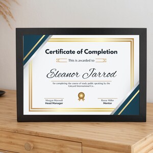 Elegant Blue & White Public Speaking Certificate Template, Professional ...
