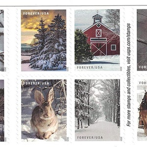 USPS Forever Stamps Winter Scenes Book of 20 Postage Stamps | Etsy