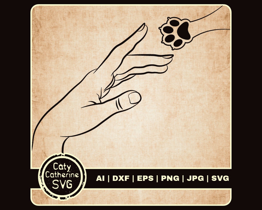 Woman's Hand With Cat Paw Print SVG Cut File // Commercial - Etsy