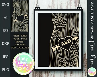 Tree With Initials Svg - Etsy