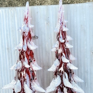 Snowy Green Handblown Glass Christmas Tree small, Medium, or Large - Etsy