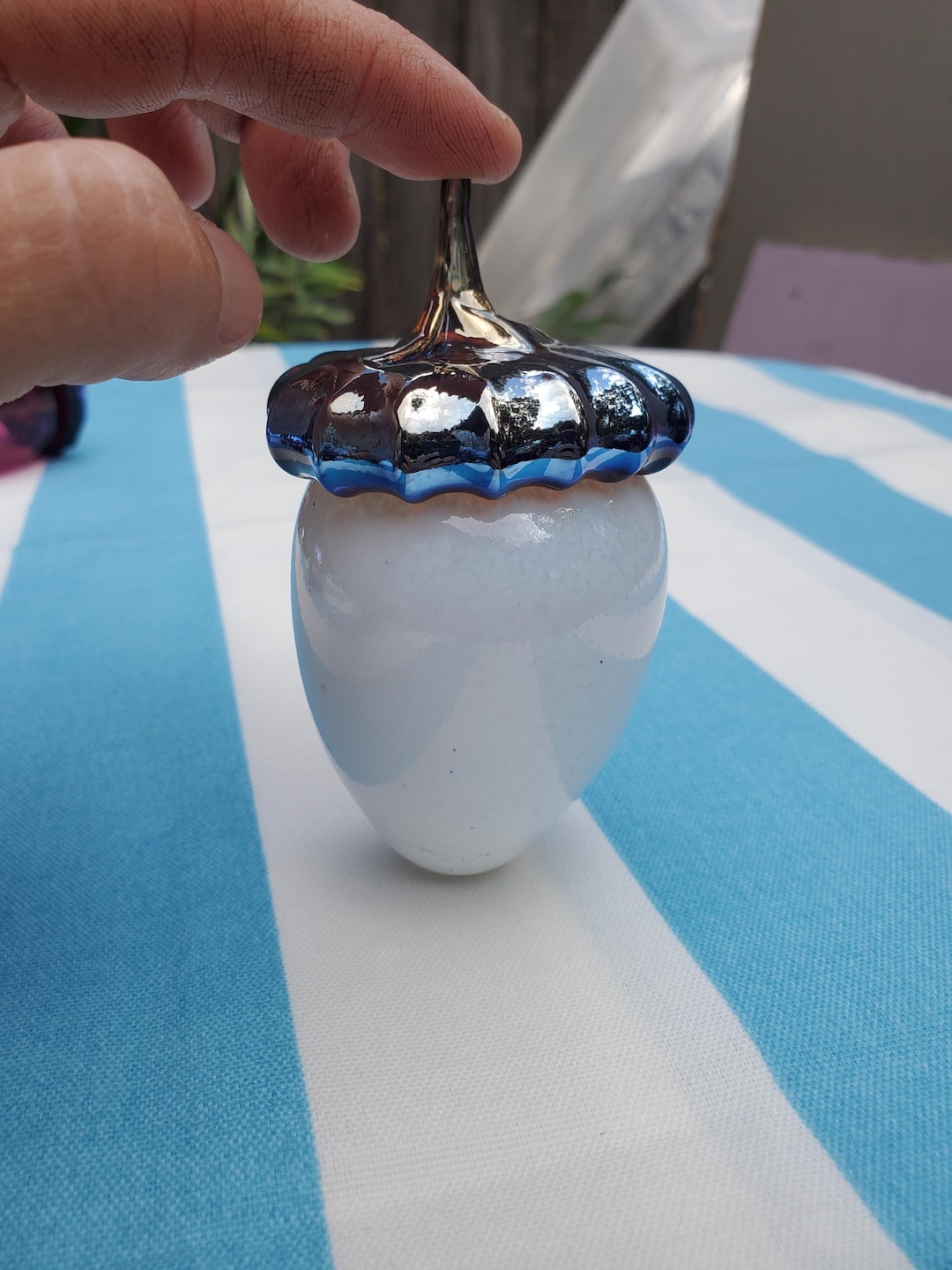 Handblown Glass Acorn White Body Gold Top - Etsy