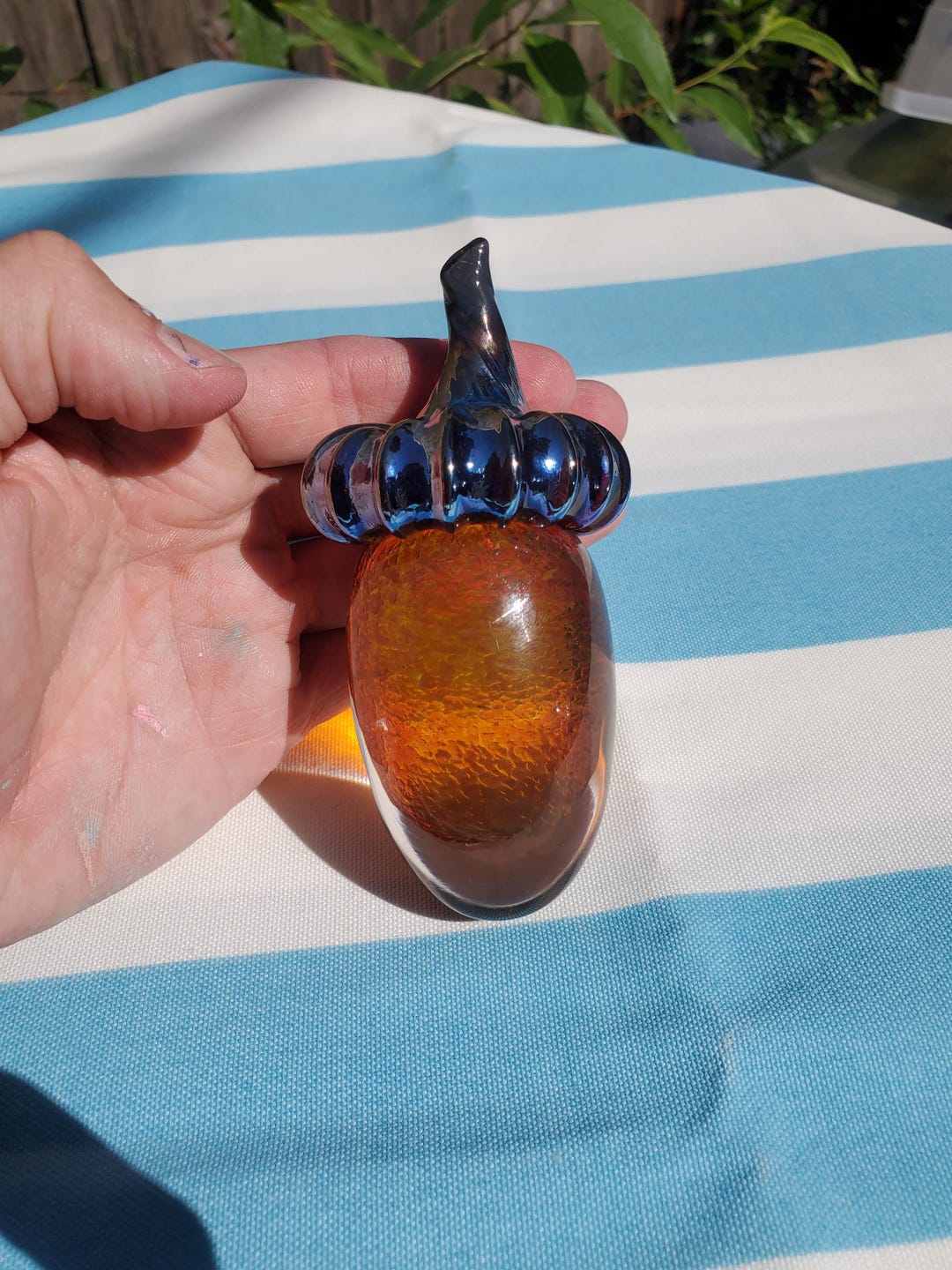 Handblown Solid Glass Acorn Gold Base Shiny Gold Top - Etsy