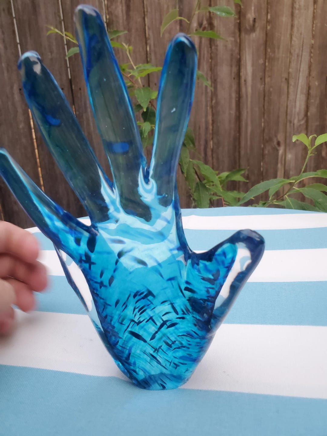Handblown Glass Hand Light Blue - Etsy