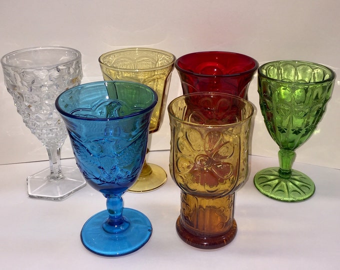 Vintage Set of 6 Colorful Bar Glasses Goblets Mixed Sets - Etsy