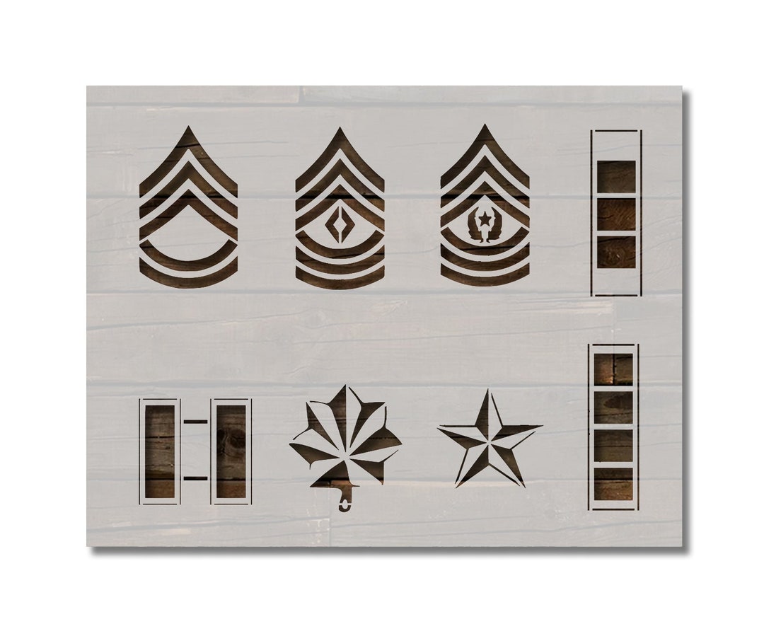 Various US Army Ranks Stencil Template Reusable Multiple Sizes for ...