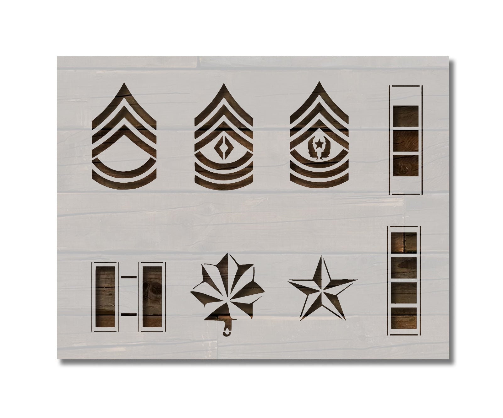 Various US Army Ranks Stencil Template Reusable Multiple Sizes for ...