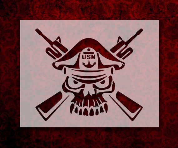 USN Navy Skull Bones Rifles Stencil Multiple Sizes Fast FREE | Etsy