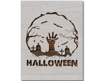 Graveyard Stencil Painting - Etsy