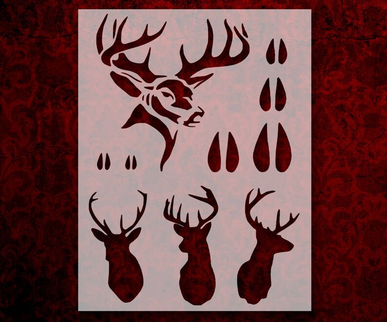 Hunting Buck Head Tracks Rack Deer Custom Stencil Multiple - Etsy