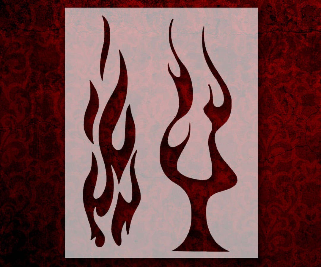Large Flames Flame Biker Fire Custom Stencil Multiple Sizes Fast Free ...