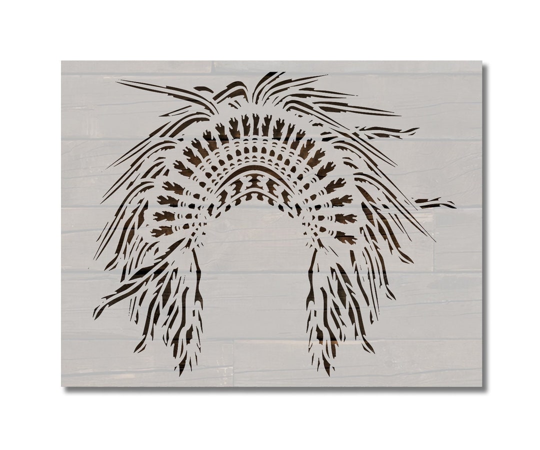 Native American Chief Headdress Stencil Template Reusable Multiple ...