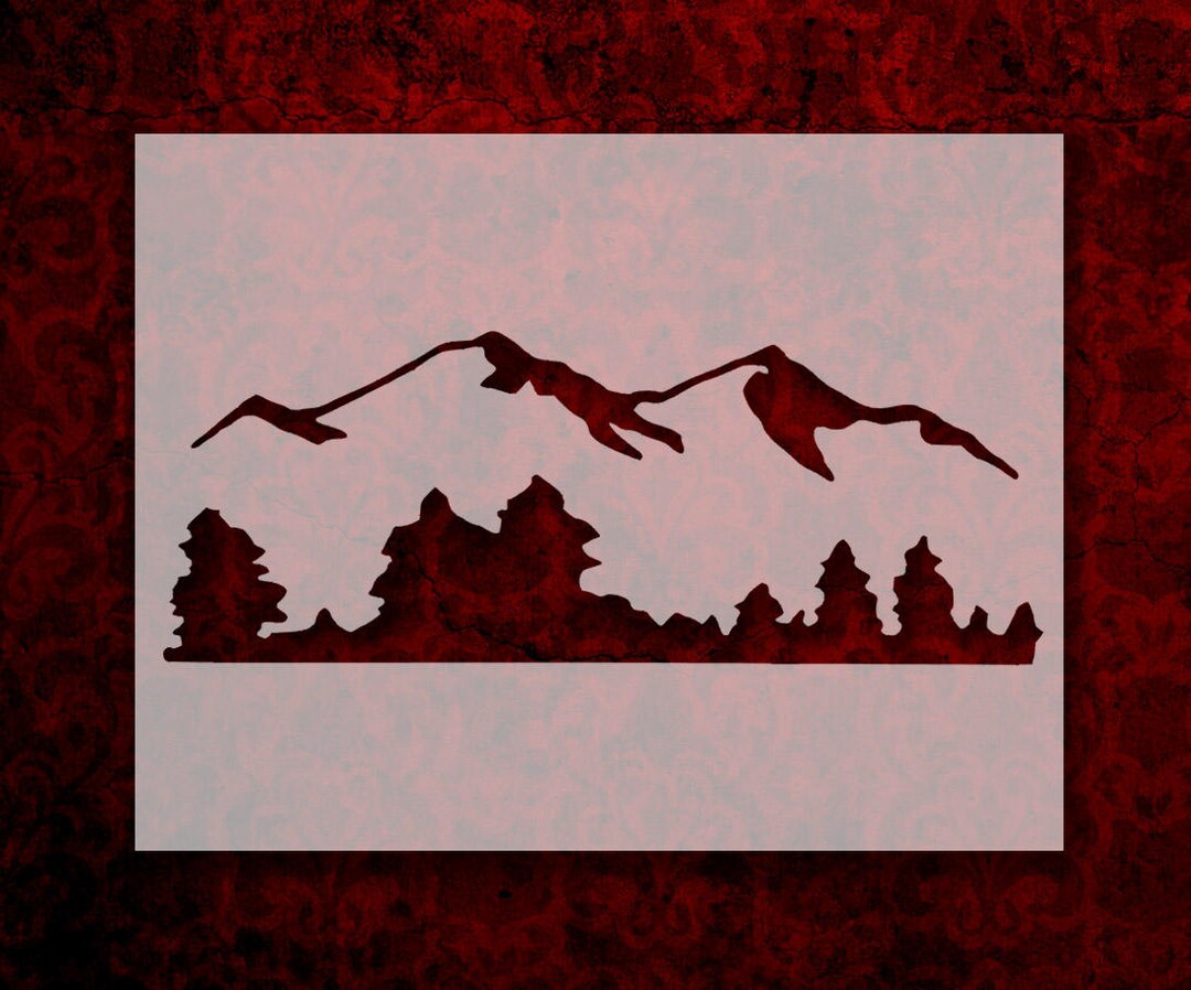 Mountains Mountain Trees Tree Line Custom Stencil Multiple Sizes Fast ...