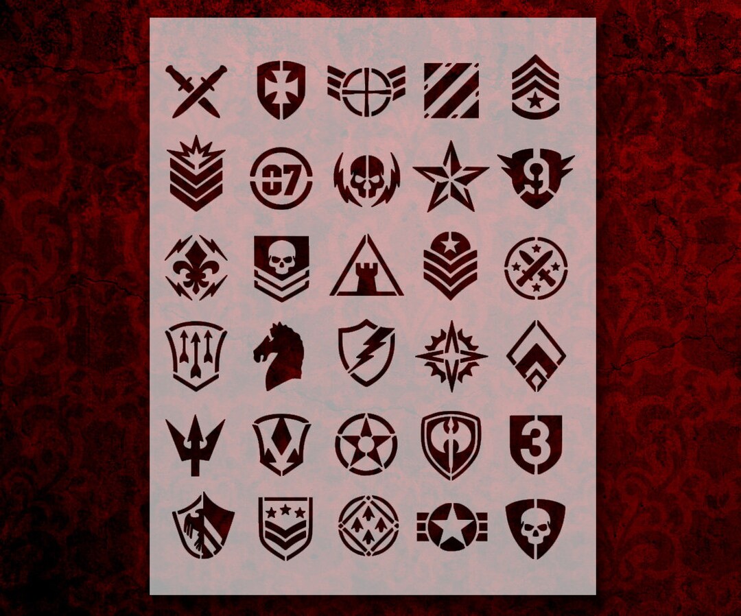 Military Symbols Patches Ranks Stencil Multiple Sizes FAST FREE ...