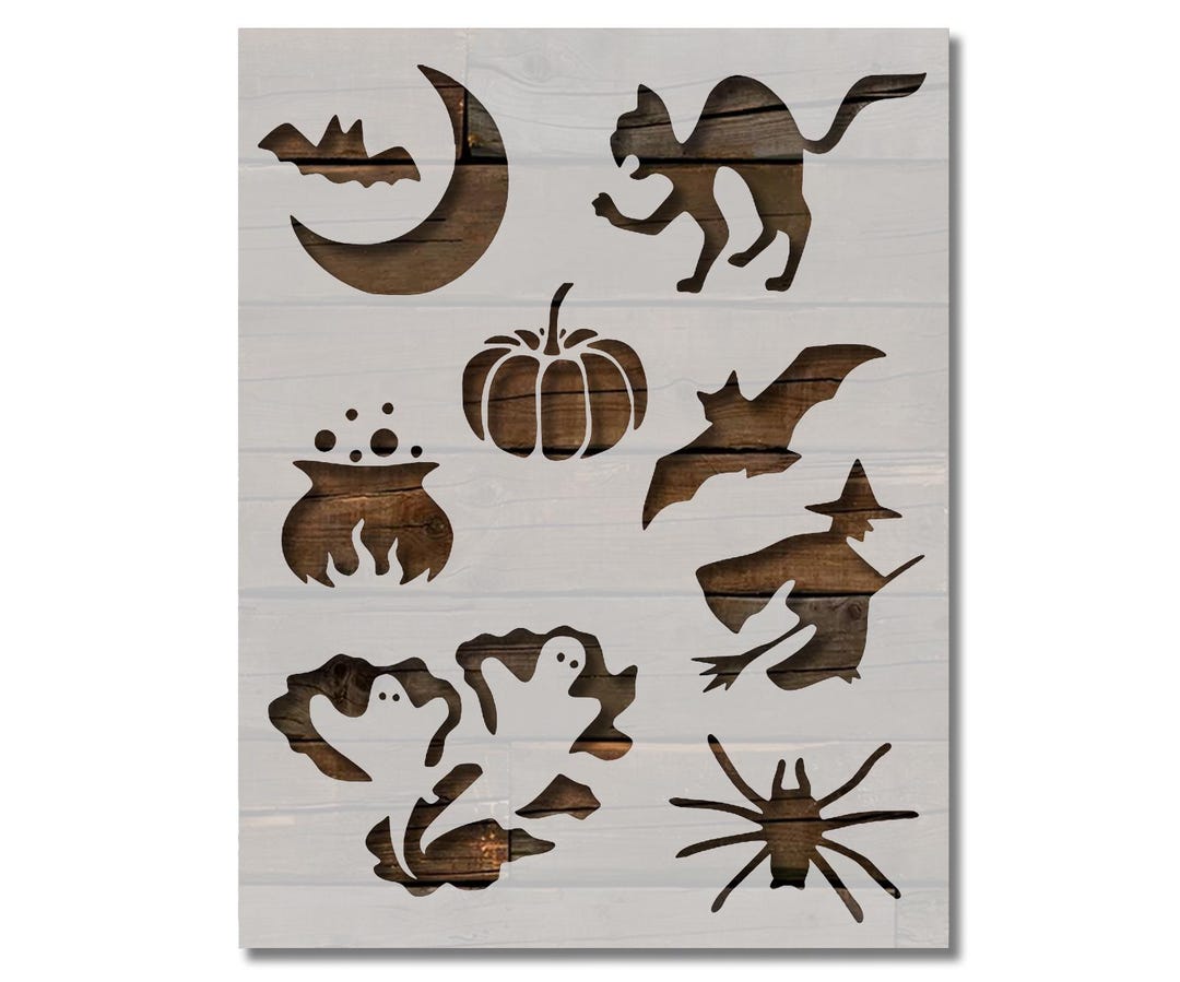 Halloween Bat Cat Pumpkin Witch + Custom Stencil Multiple Sizes Fast ...