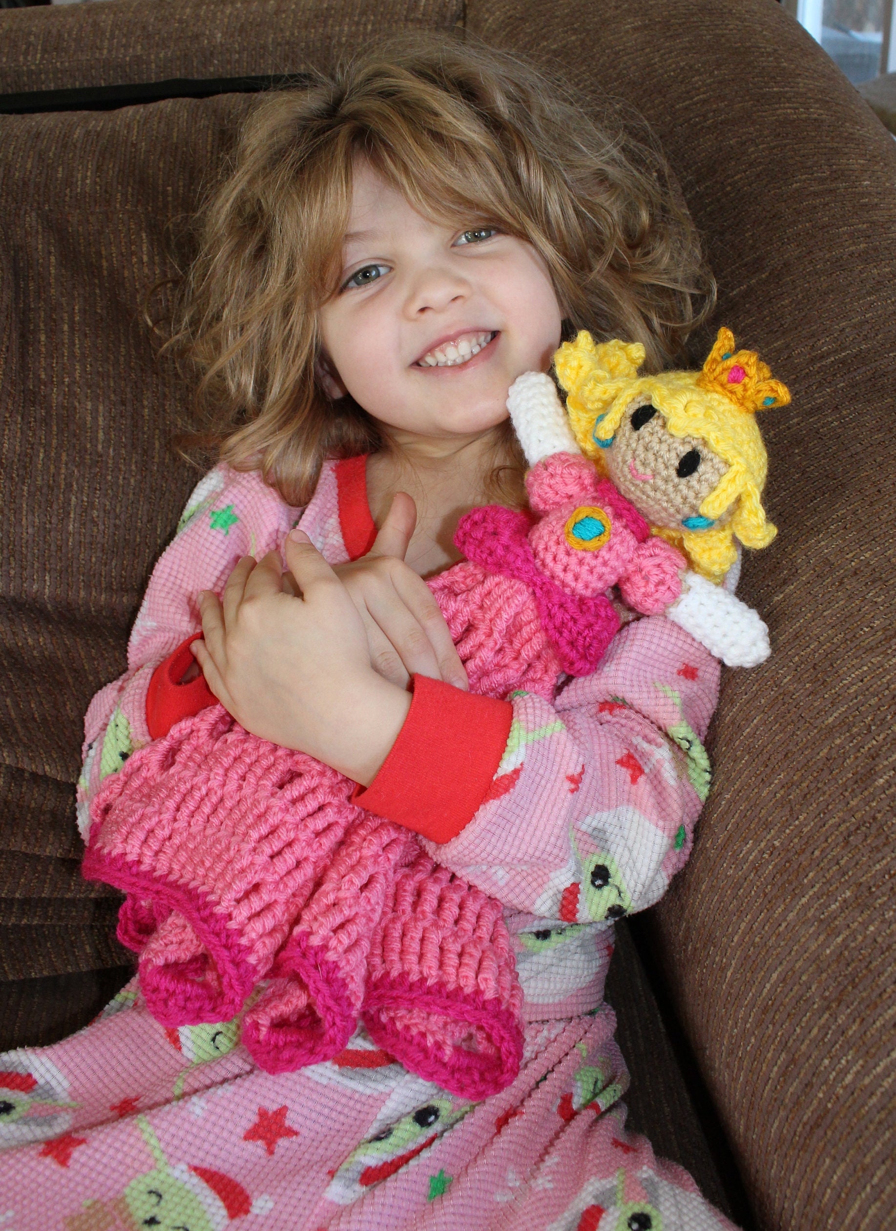 Pattern for Crochet Princess Peach Lovey Blanket - Etsy