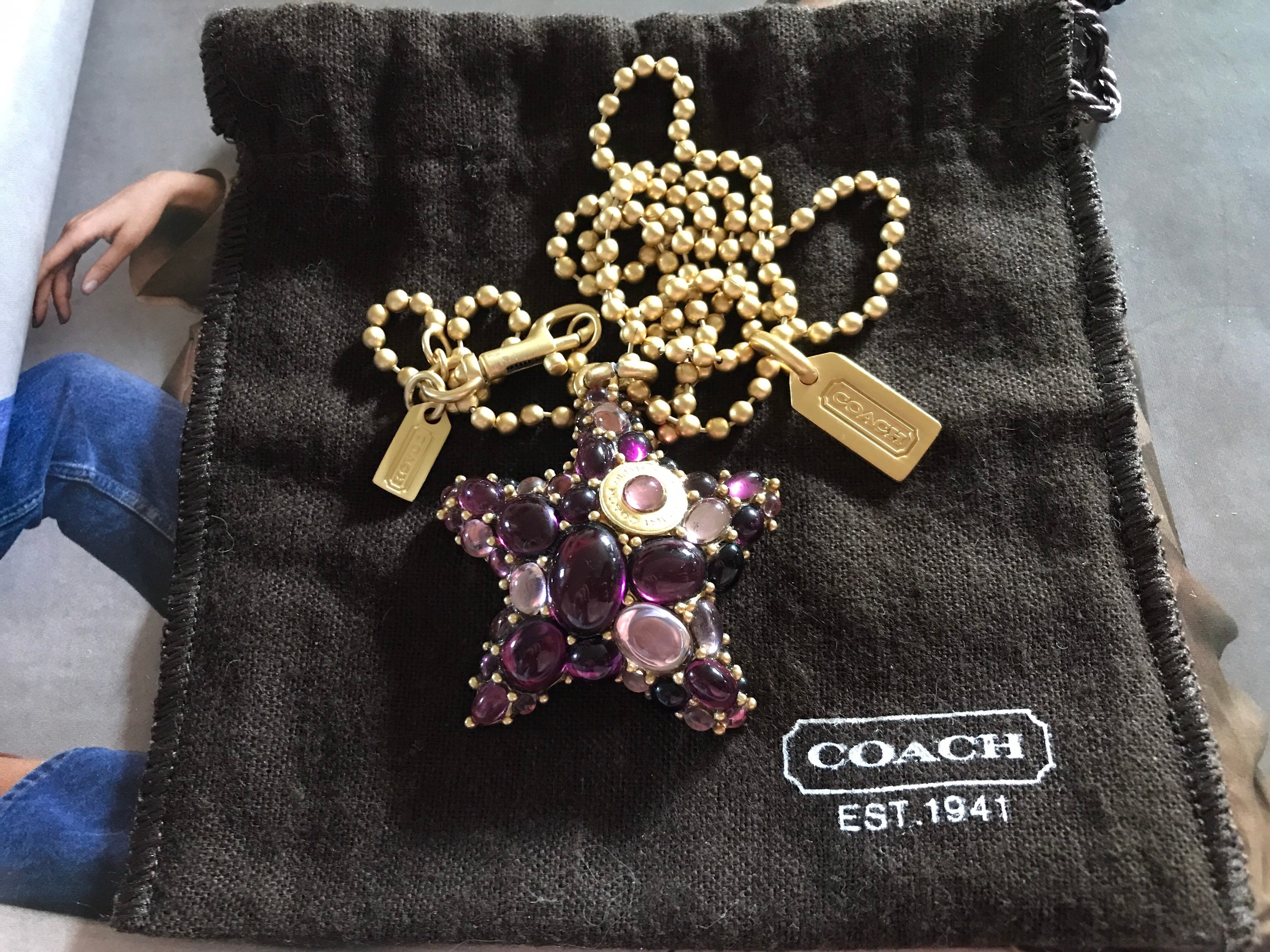 COACH Starfish Pendant Necklace, Matt Gold Ball Chain, Shades of Purple ...