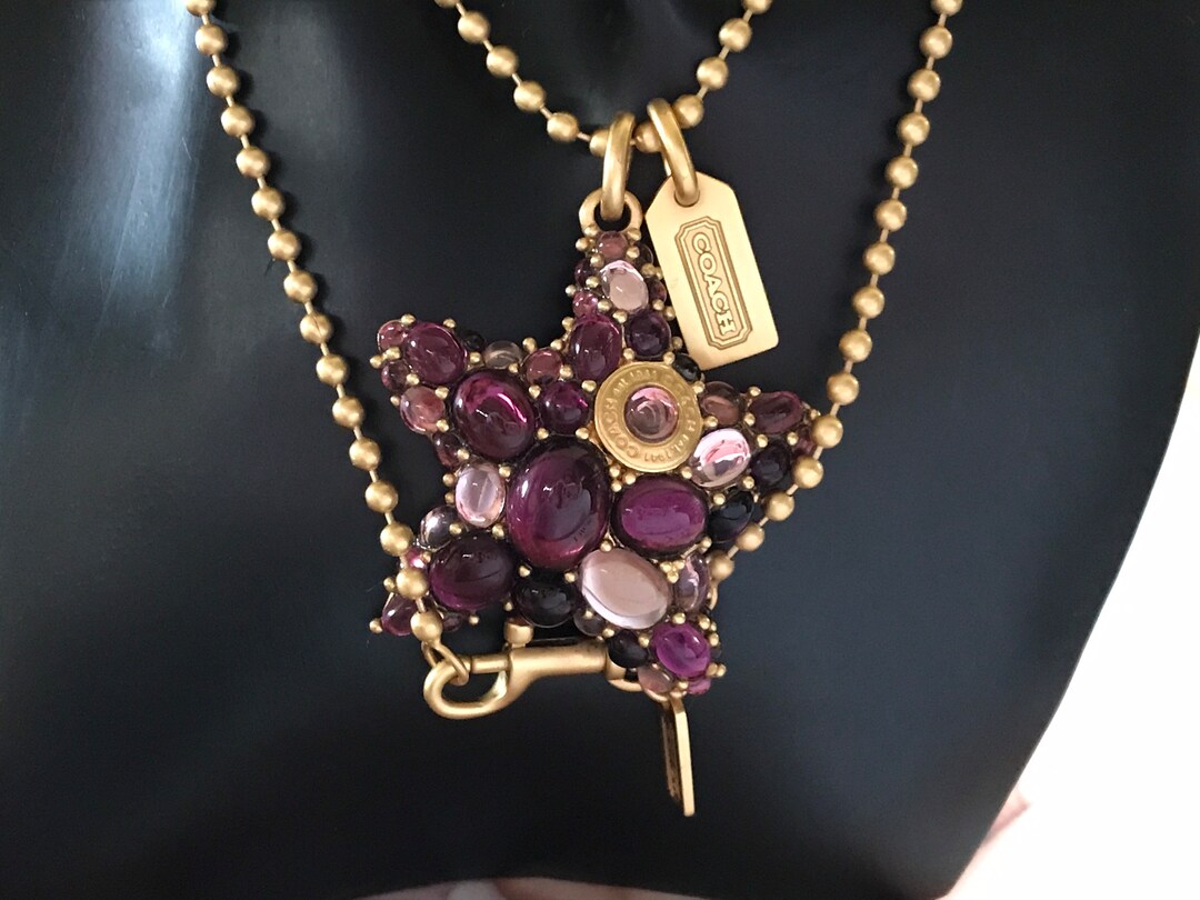 COACH Starfish Pendant Necklace, Matt Gold Ball Chain, Shades of Purple ...