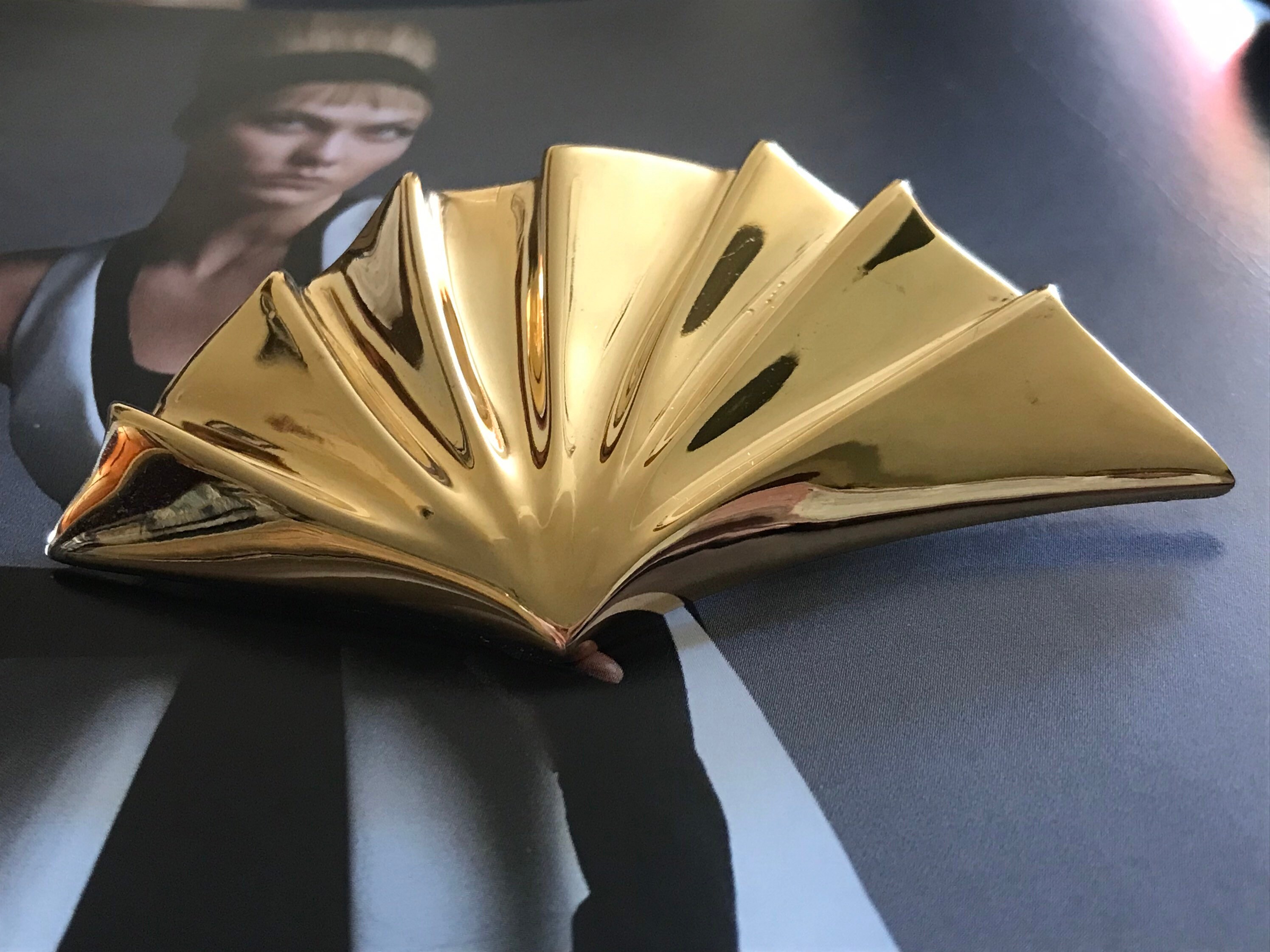 MONET Large Gold Metal Fan Brooch Figural Pin 1980s Vintage - Etsy