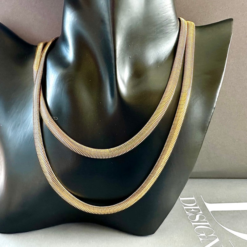 Flat Gold Necklace - Etsy