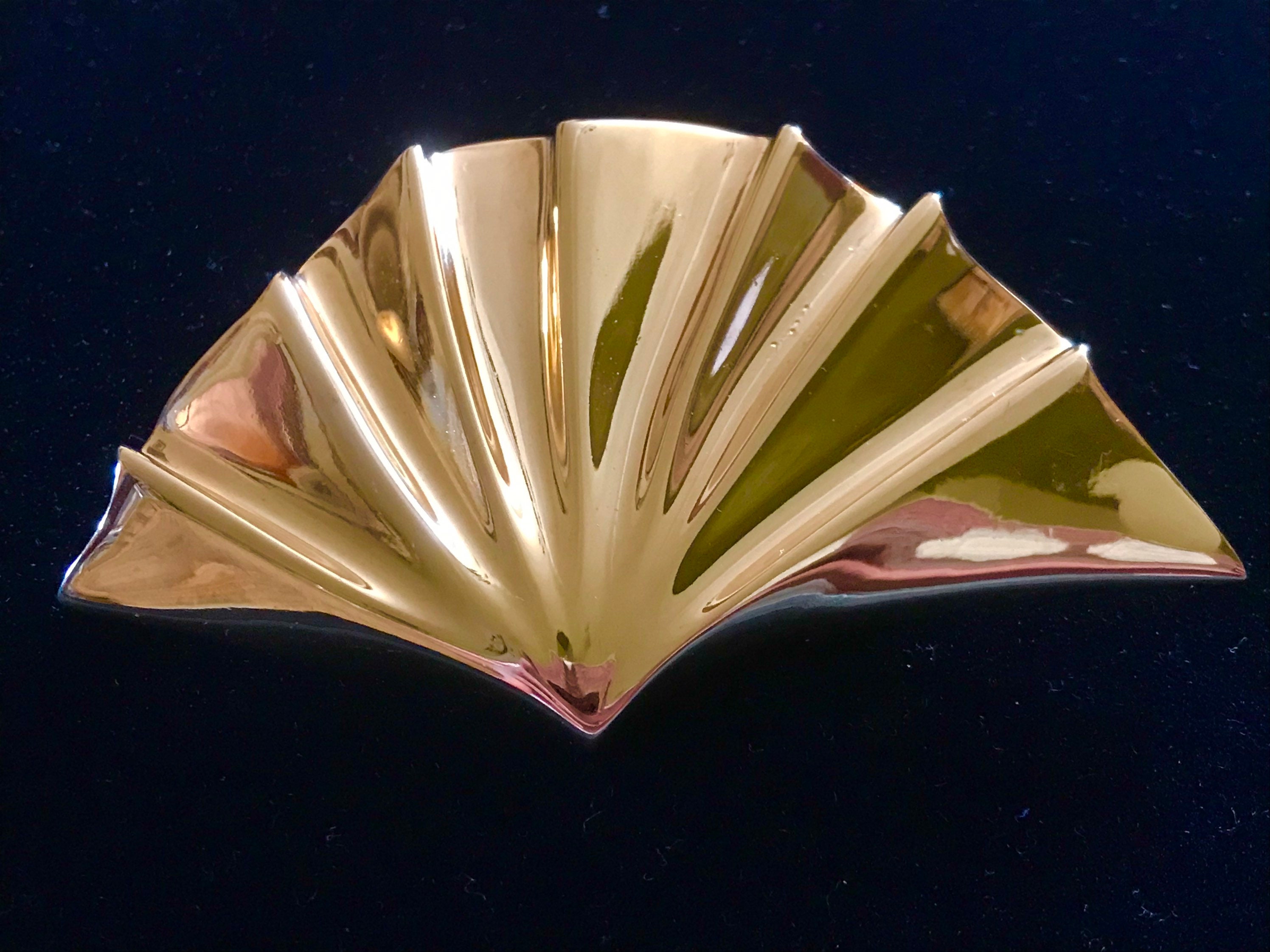 MONET Large Gold Metal Fan Brooch Figural Pin 1980s Vintage - Etsy