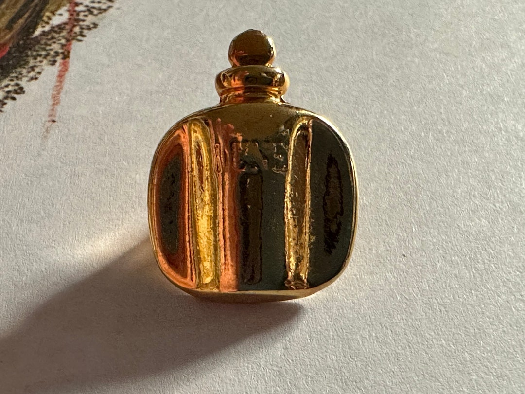CHRISTIAN DIOR Gold Tone Perfume Pin, Dune Bottle Lapel Pin, French ...