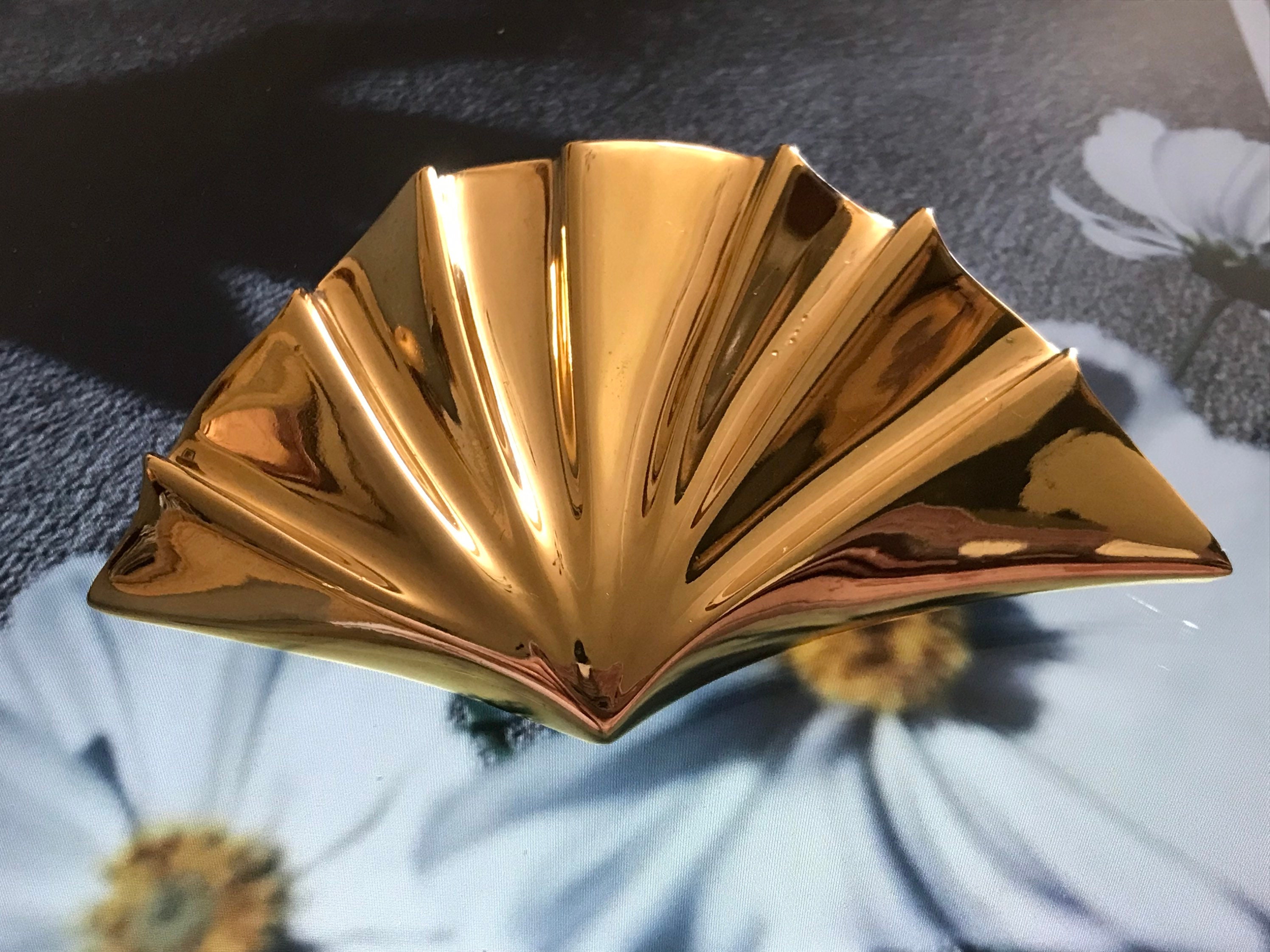 MONET Large Gold Metal Fan Brooch Figural Pin 1980s Vintage - Etsy