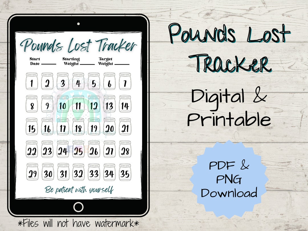 Pounds Lost Tracker Digital PDF, Weight Loss Challenge PDF, Weight Loss ...