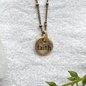 Inspirational Mini Hammered Choker Necklace, Love Joy Hope, Minimalist ...