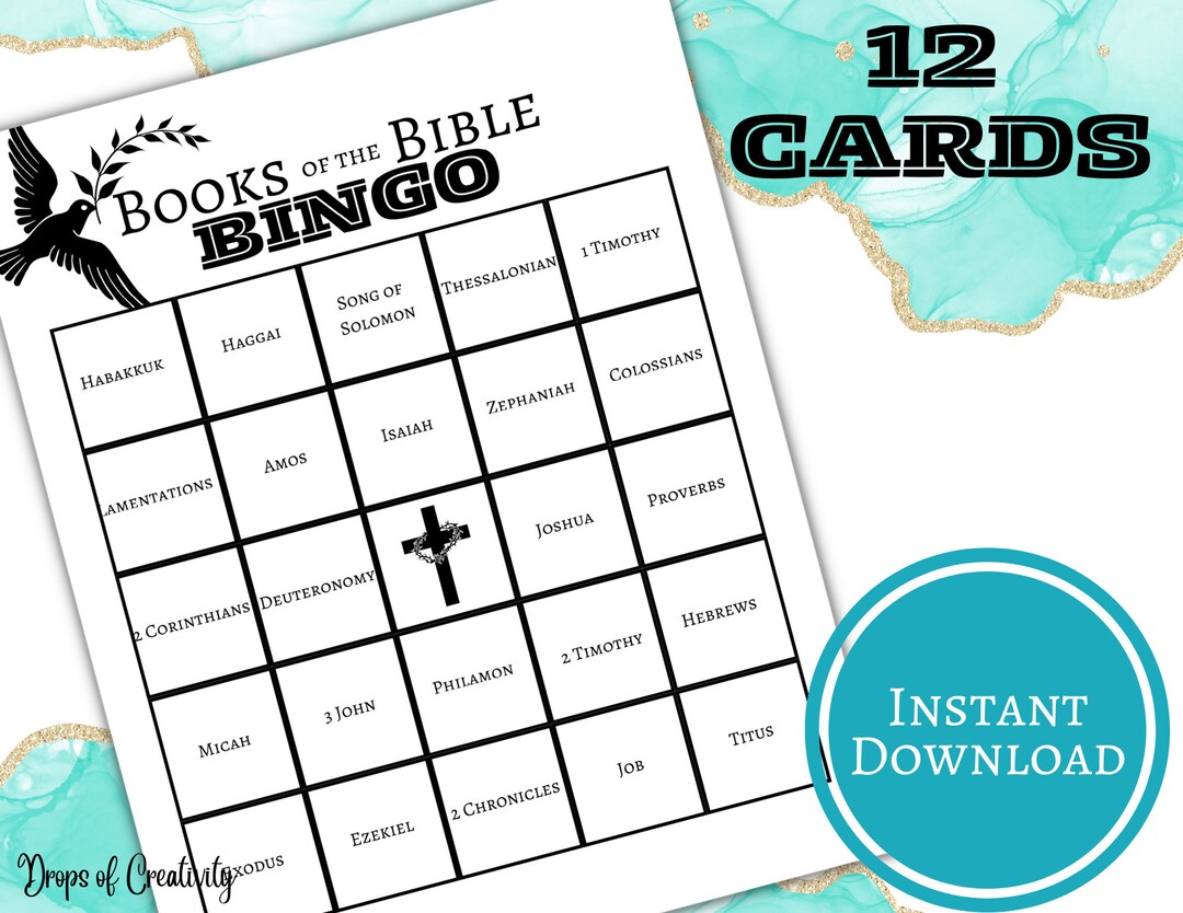 Bible Bingo, Books of the Bible Bingo Game Printable Instant Download ...