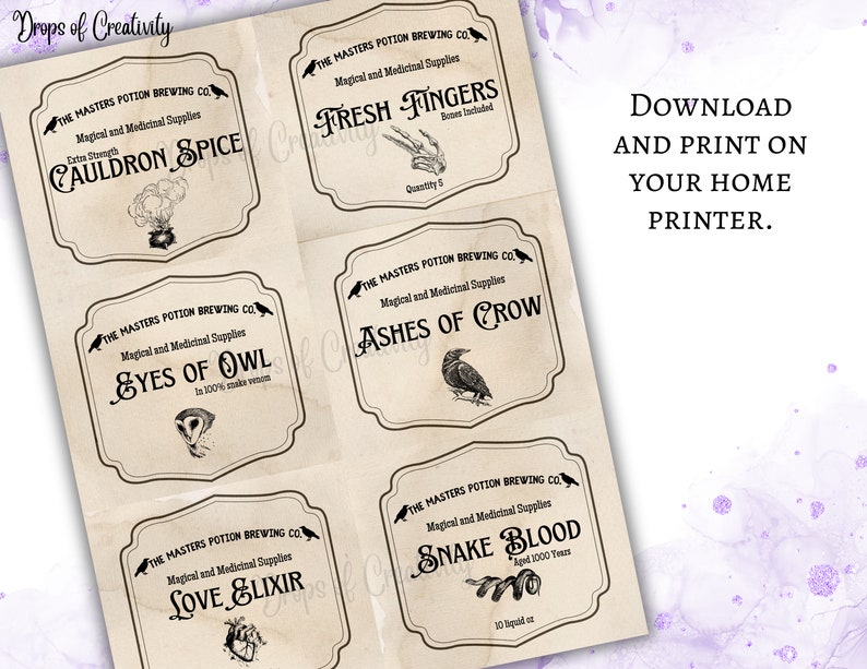 Printable Halloween Potion Labels Create Enchanting - Etsy Australia