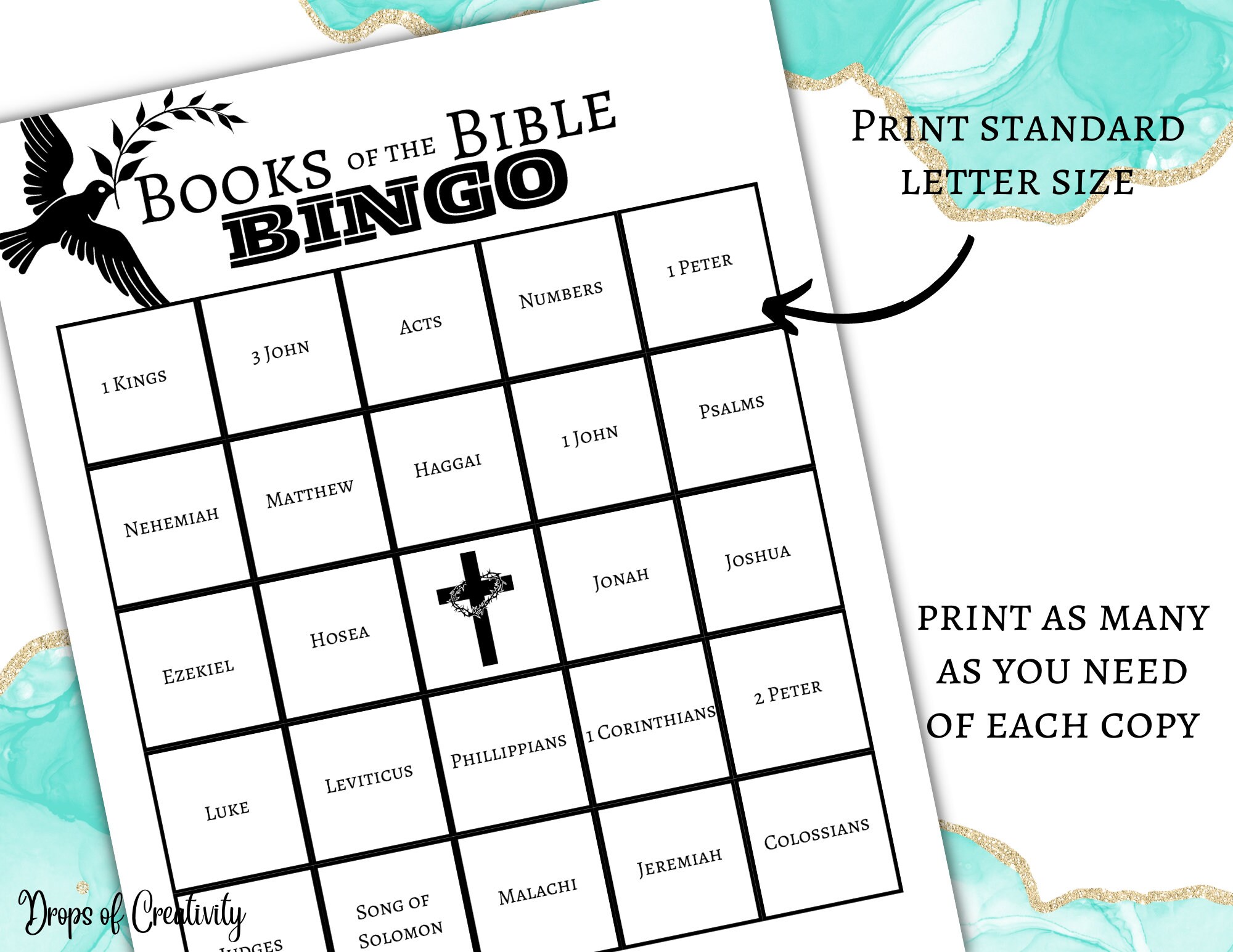 Bible Bingo, Books of the Bible Bingo Game Printable Instant Download ...