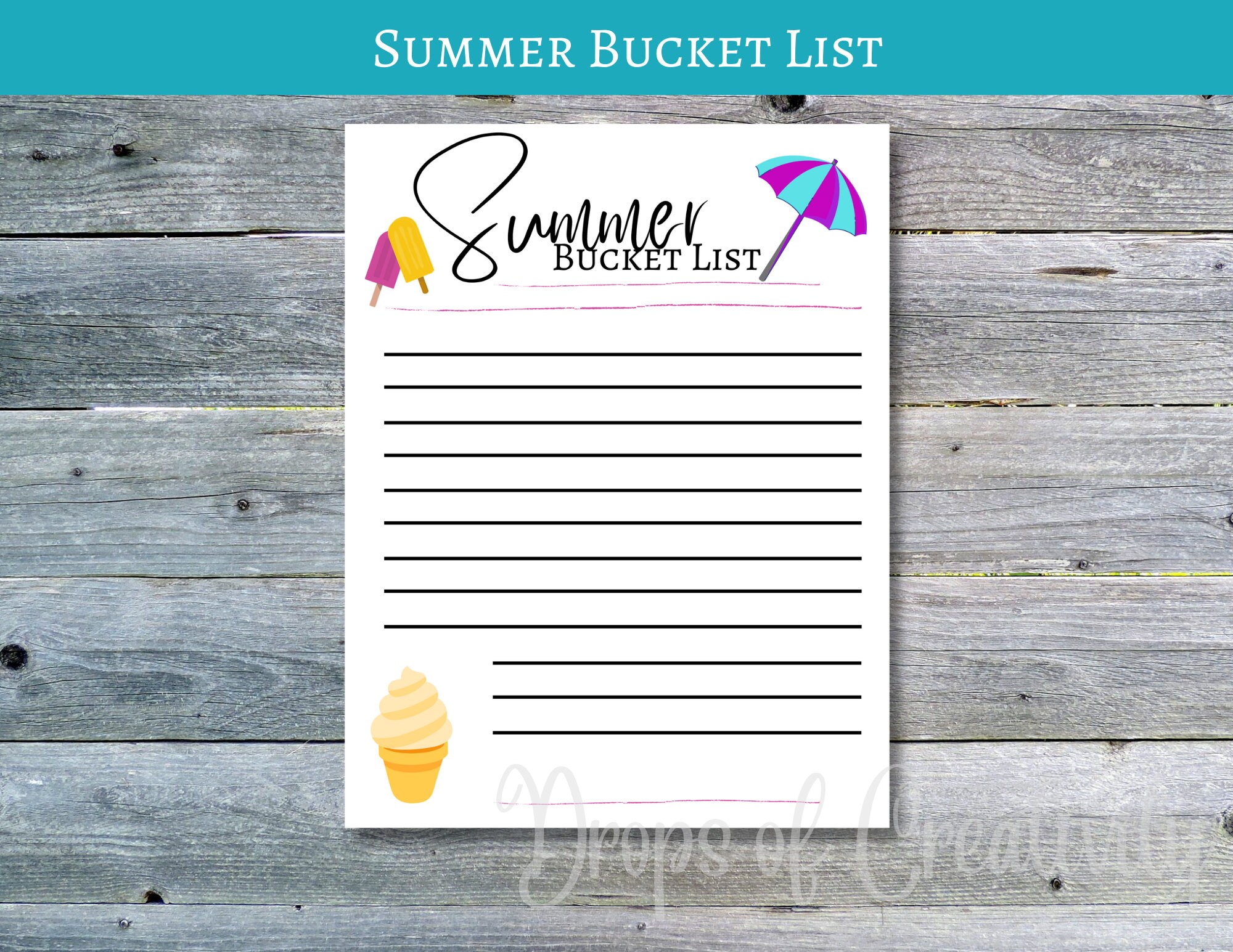 Summer Bucket List Check List - Etsy
