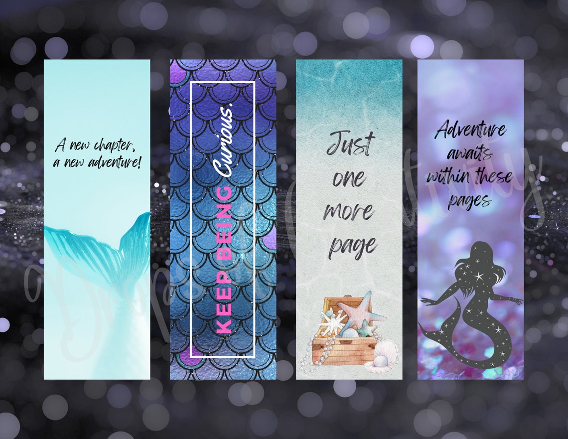 Mermaid Bookmarks Set of 4 Printables - Etsy