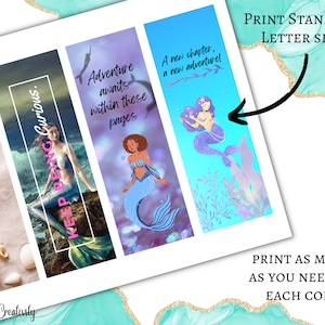 Mermaid Bookmarks Printable – Under the Sea Fantasy Bookmark PDF for ...