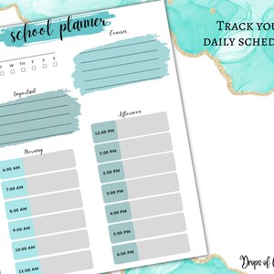 School Planner, Daily Tracker, Printable, PDF - Etsy