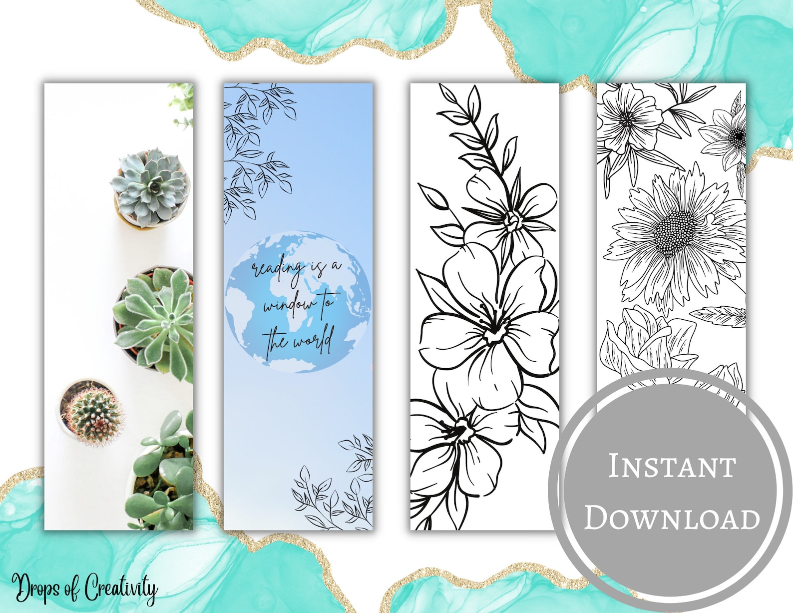 Earthly Bookmarks Set of 4 Printable - Etsy