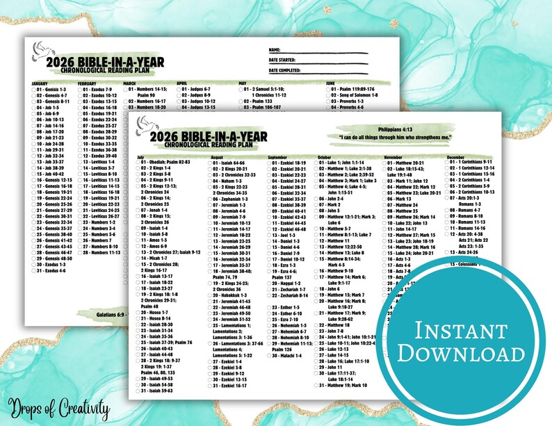 2026 Bible Reading Plan Printable – Chronological Bible-in-a-year Guide ...