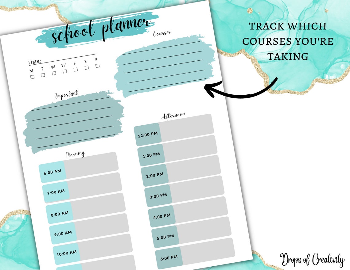 School Planner, Daily Tracker, Printable, PDF - Etsy