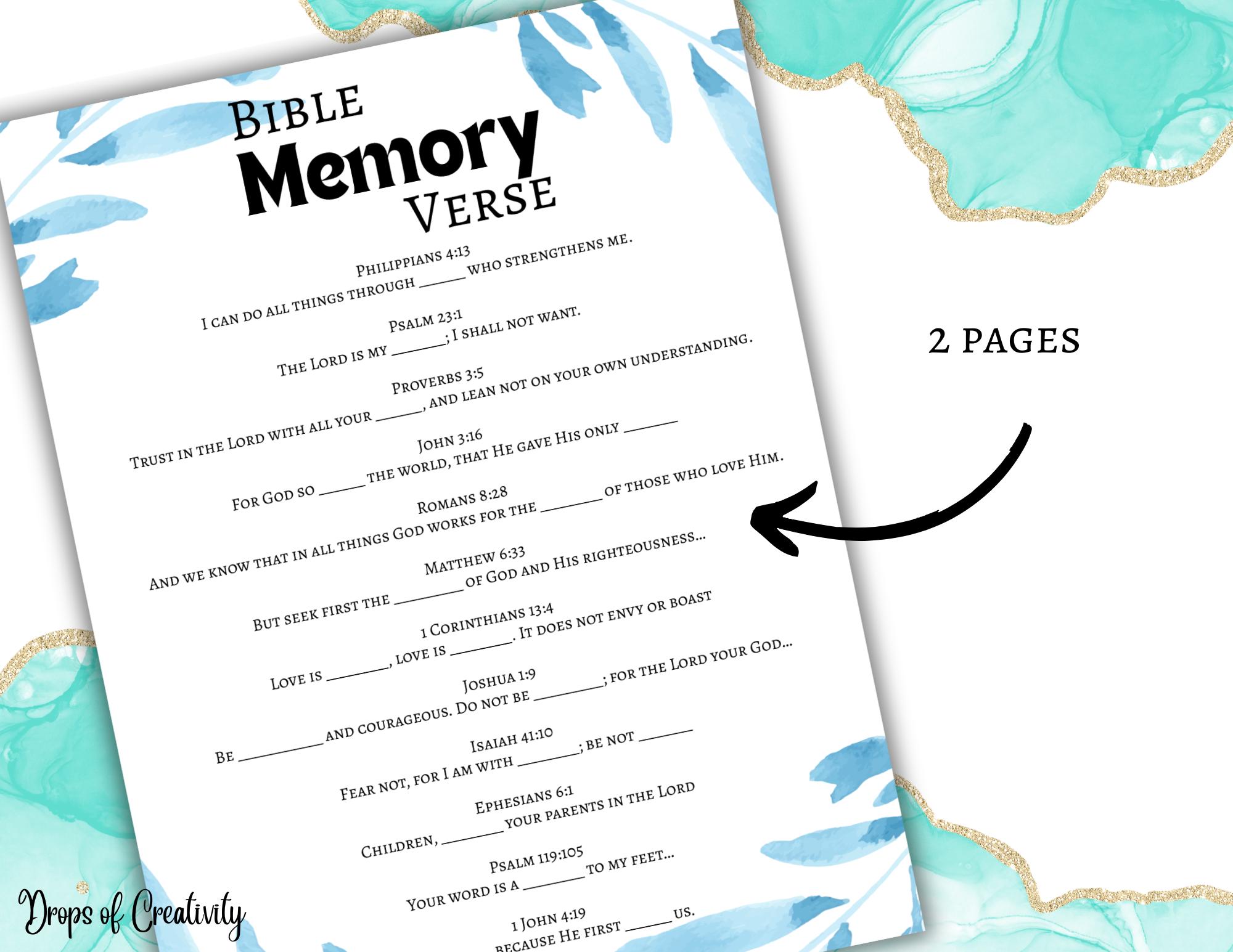 Bible Memory Verse Worksheet Printable – Fill in the Blank Bible Study ...