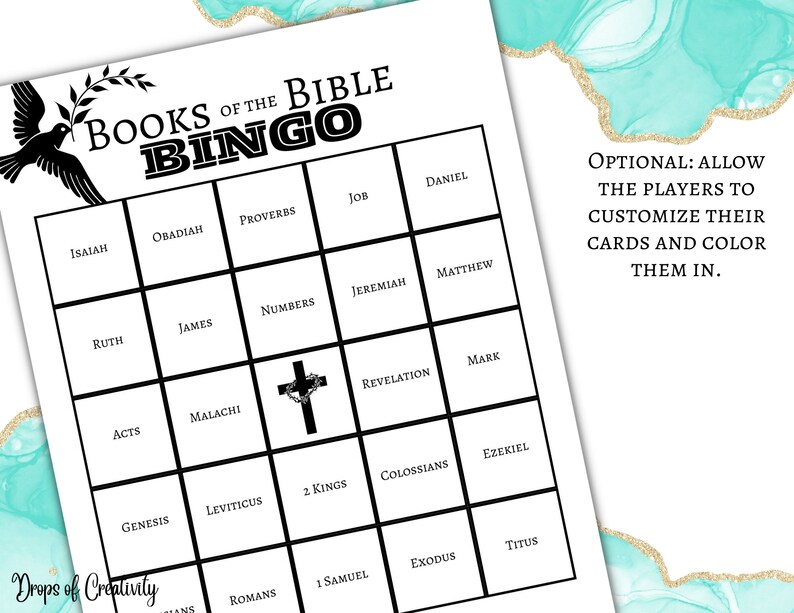 Bible Bingo, Books of the Bible Bingo Game Printable Instant Download ...
