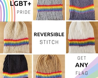 Handmade Reversible Knitted Pride Beanie Hat LGBTQ Pride - Etsy Australia