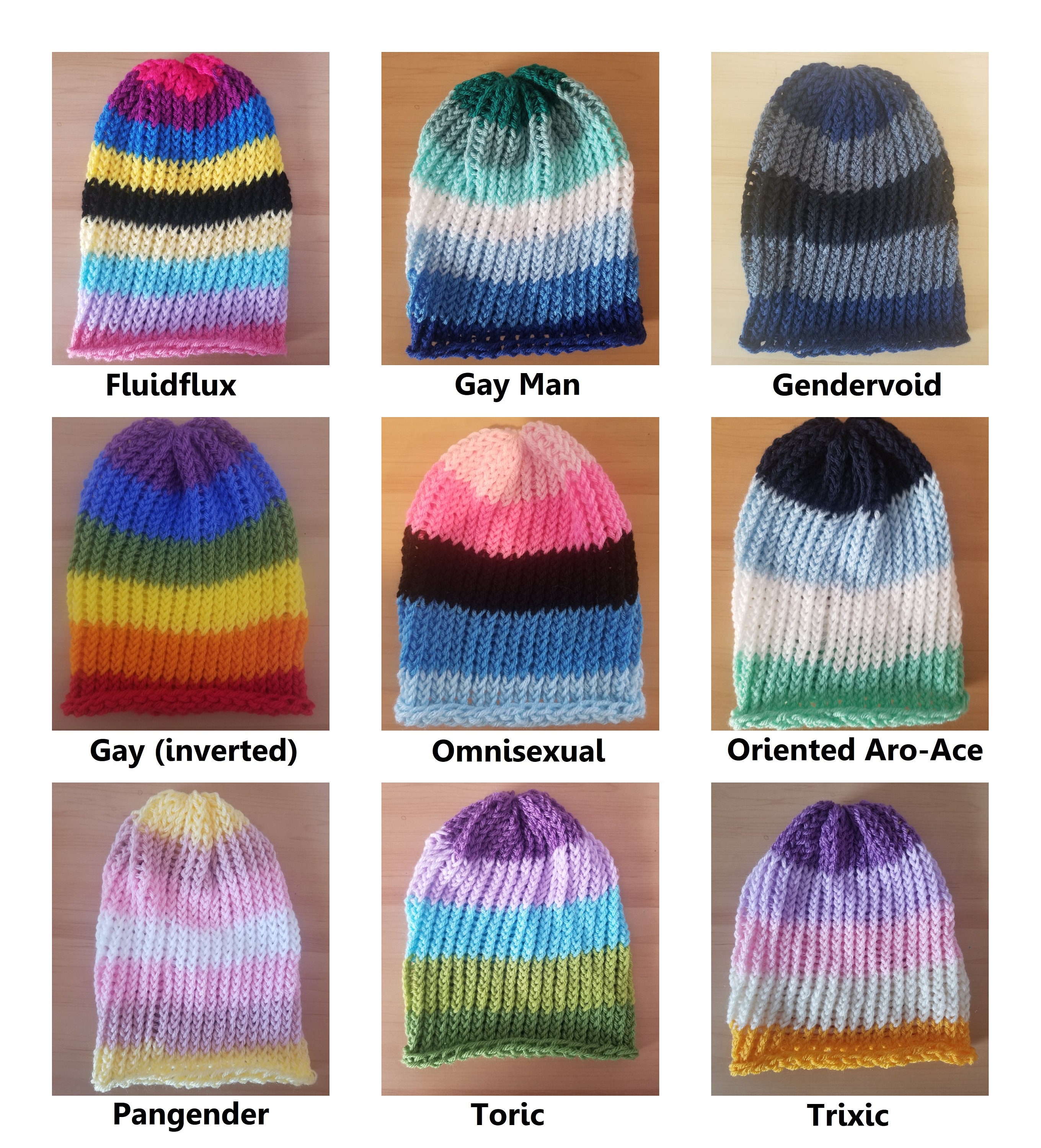 Handmade Reversible Knitted Pride Beanie Hat LGBTQ Pride | Etsy
