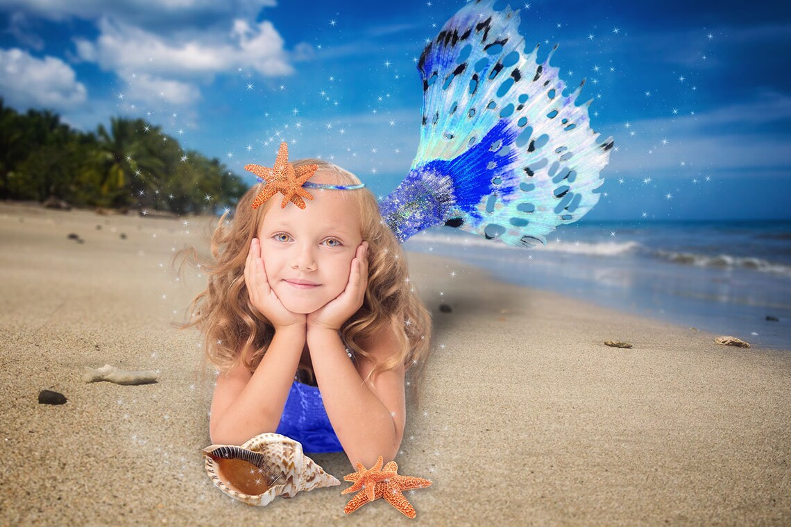 Beach Backdrop Digital Backdrop Mermaid Scene Ocean | Etsy