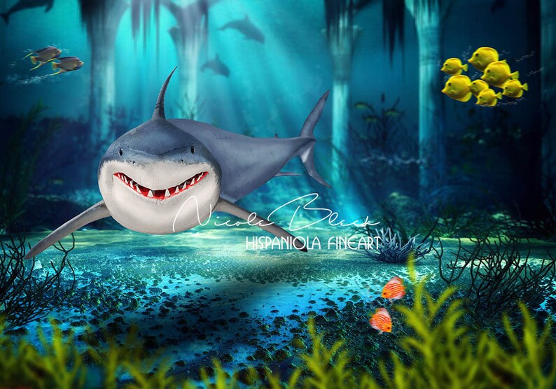 Shark Bruce Scene Digital Background Shark Backdrop | Etsy