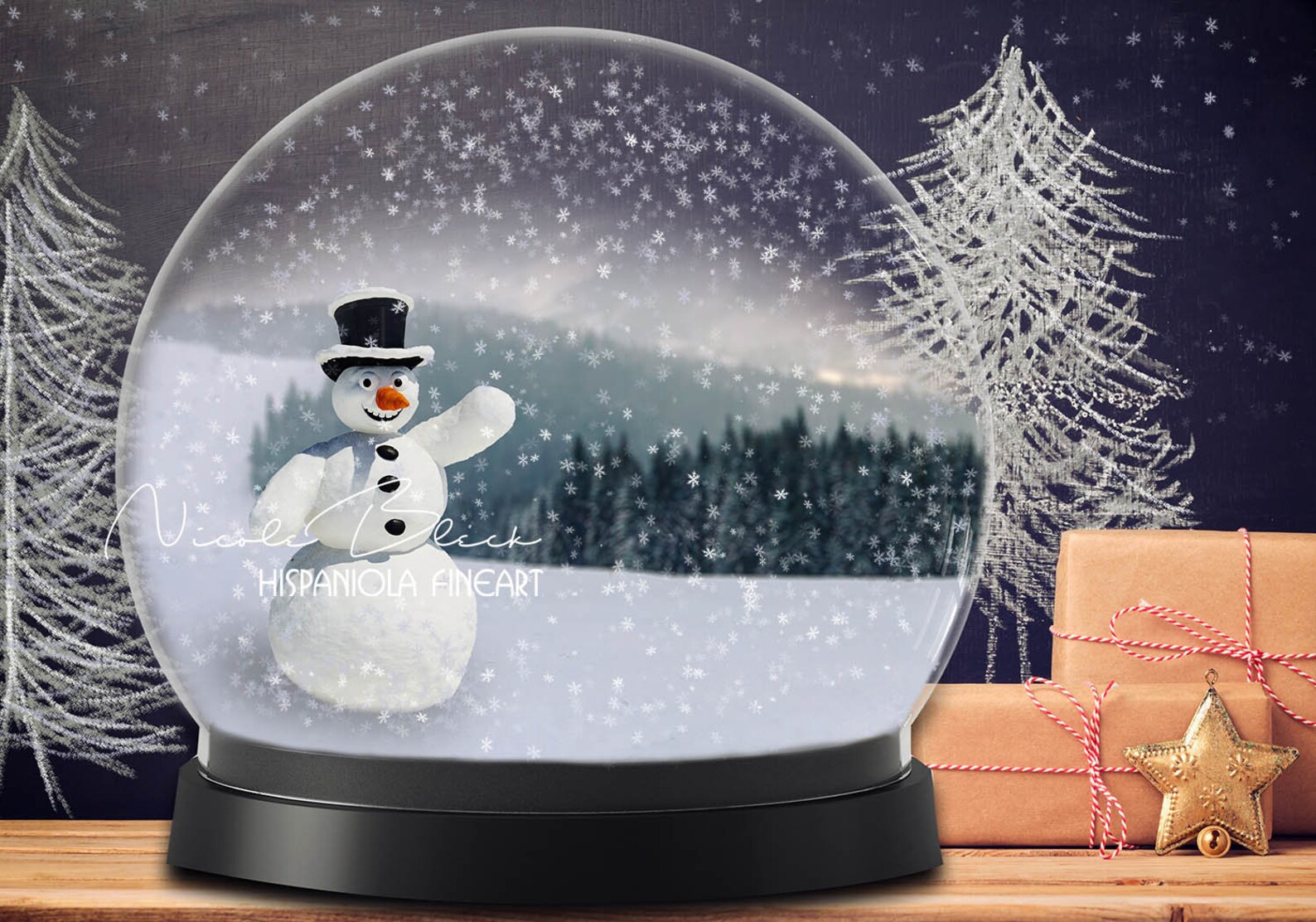Snowman in Snow Globe Snow Globe Backdrop Christmas | Etsy