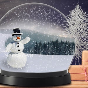 Snowman in Snow Globe Snow Globe Backdrop Christmas Backdrop Digital ...