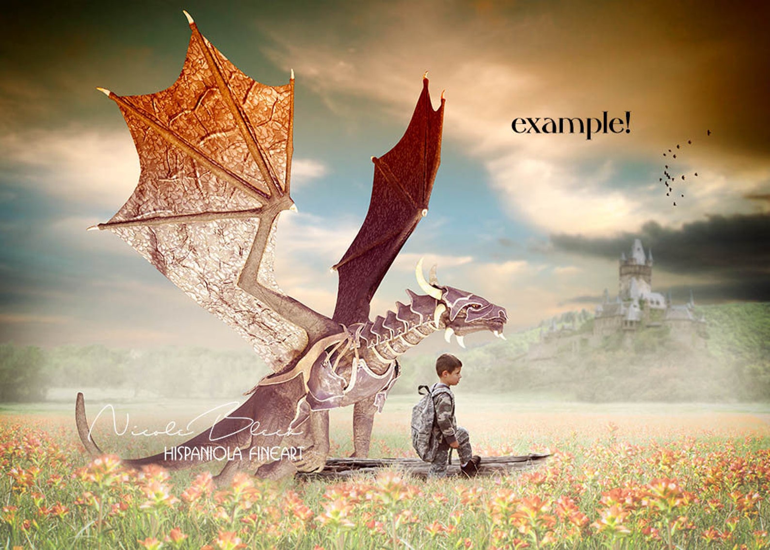 Dragon and Castle Scene Dragon Backdrop Premade Backdrop - Etsy